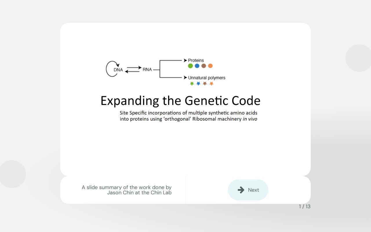 Expanding the Genetic Code